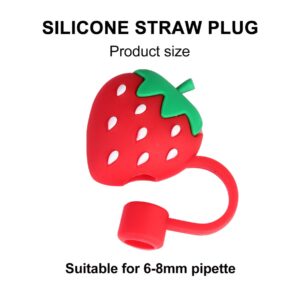 Garneck 2Pcs Silicone Straw Tips Cover Cute Strawberry Reusable Drinking Straw Tips Lids Dust- Proof Plugs Cap Protector Airtight Seal Proof