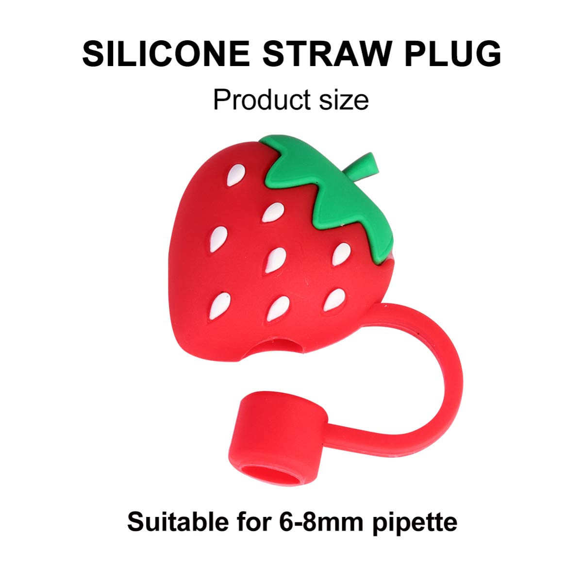 Garneck 2Pcs Silicone Straw Tips Cover Cute Strawberry Reusable Drinking Straw Tips Lids Dust- Proof Plugs Cap Protector Airtight Seal Proof