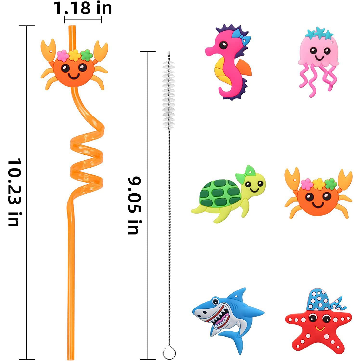 24-Pk Crazy Straws For Kids Reusable+50 Pcs Balloons， Silly Straws For Kids Curly Straws For Kids Reusable Sea Butterfly Rainbow Party Favor For Adults Kids， Various Styles Twisty Straws Fun Straws