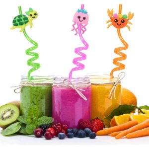 24-Pk Crazy Straws For Kids Reusable+50 Pcs Balloons， Silly Straws For Kids Curly Straws For Kids Reusable Sea Butterfly Rainbow Party Favor For Adults Kids， Various Styles Twisty Straws Fun Straws