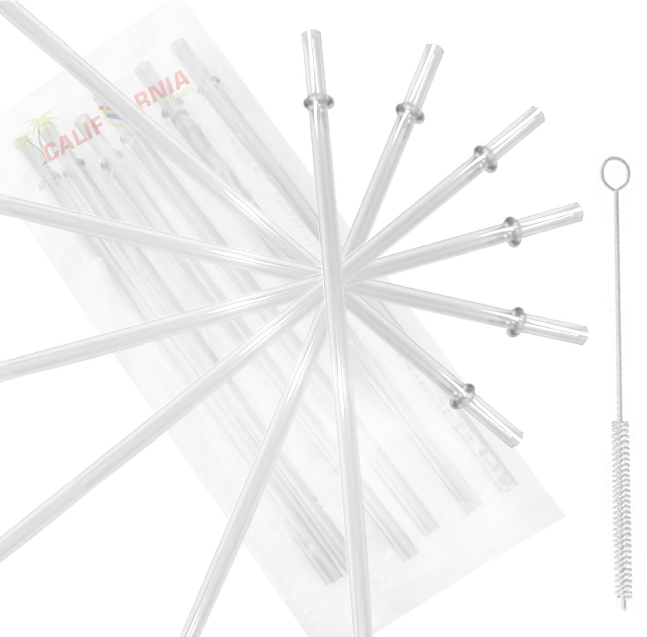 California Straws, Acrylic Straw Set of 6, Fits 16oz, 20oz Tumblers, and 1 Nylon Straw Cleaning Brush