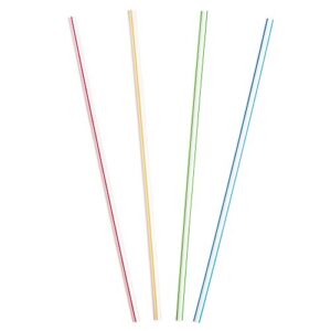 300PC Plastic Straight Straws Disposable Assorted Colors Striped 9" Drinking Bar