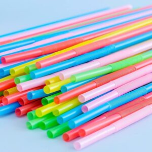 HongRun 100PCS Disposable Straw, Colorful Art Plastic Straw, Bendable Straw