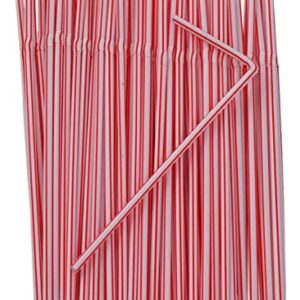 Flexible Plastic Drinking Straws (Assorted Classic Striped) Bendable Disposable BPA Free Bendy Straws