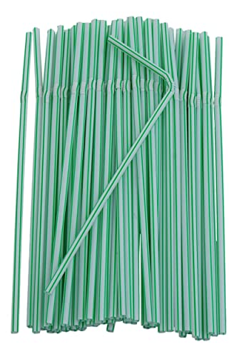 Flexible Plastic Drinking Straws (Assorted Classic Striped) Bendable Disposable BPA Free Bendy Straws