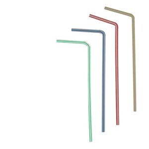 Flexible Plastic Drinking Straws (Assorted Classic Striped) Bendable Disposable BPA Free Bendy Straws