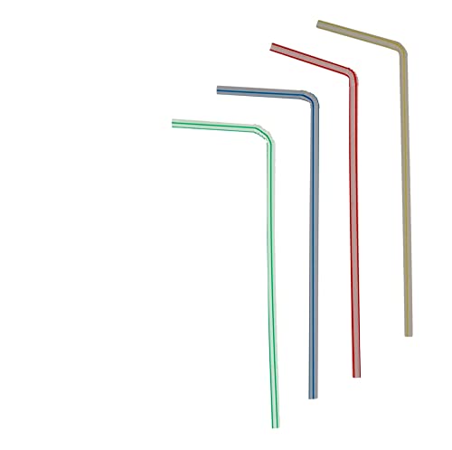 Flexible Plastic Drinking Straws (Assorted Classic Striped) Bendable Disposable BPA Free Bendy Straws