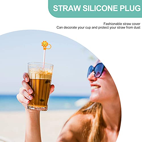 4/6Pcs Silicone Straw Tips Cover, Lovely Cartoon Reusable Drinking Straw Plugs, Reusable Straw Tips Lids for Straws,Reusable Straws Shape Straw Protector (Mixed Style)