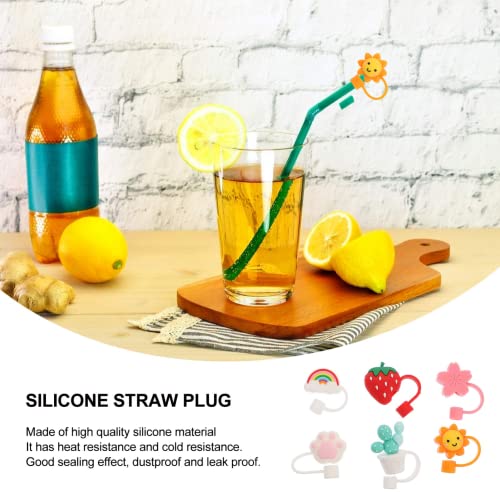 4/6Pcs Silicone Straw Tips Cover, Lovely Cartoon Reusable Drinking Straw Plugs, Reusable Straw Tips Lids for Straws,Reusable Straws Shape Straw Protector (Mixed Style)