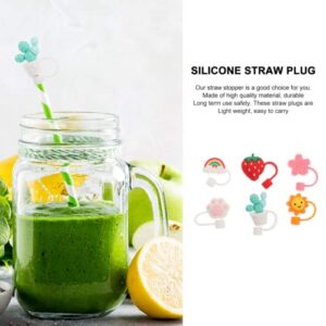 4/6Pcs Silicone Straw Tips Cover, Lovely Cartoon Reusable Drinking Straw Plugs, Reusable Straw Tips Lids for Straws,Reusable Straws Shape Straw Protector (Mixed Style)