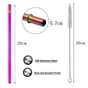 Stainless Steel Drinking Straws with Free Cleaning Brushes,NEBYWOLD Senior Reusable Drinking Food Grade Stainless Steel Straws(4 colors) with 2 Cleaning Brush