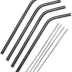 Titanium Super Strong Lightweight Drinking Metal Straws Pack of 4 + 4 Cleaning brush