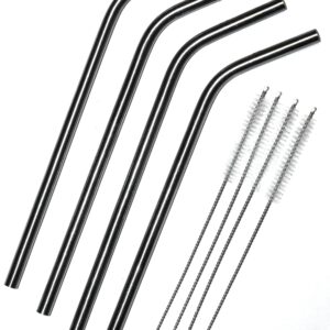 Titanium Super Strong Lightweight Drinking Metal Straws Pack of 4 + 4 Cleaning brush