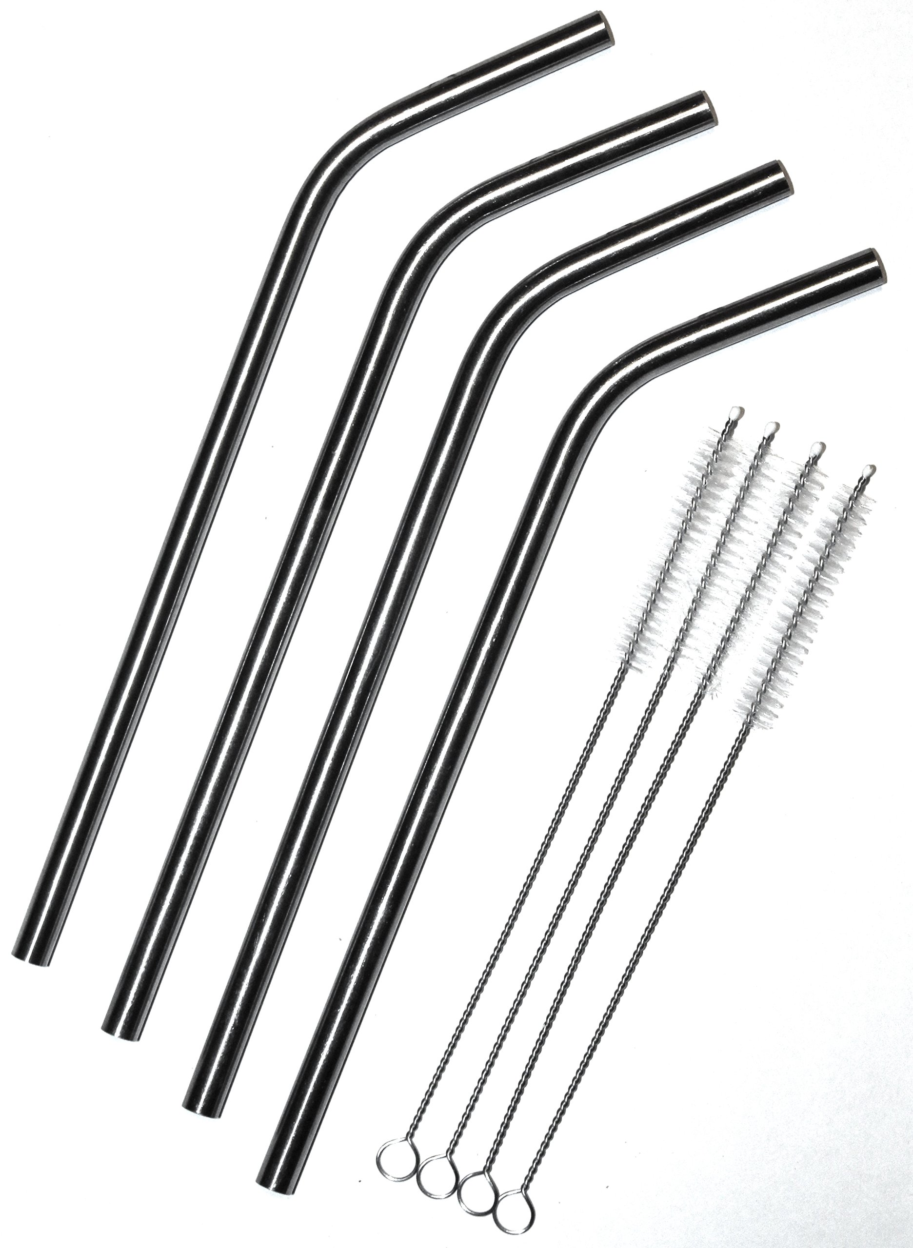 Titanium Super Strong Lightweight Drinking Metal Straws Pack of 4 + 4 Cleaning brush