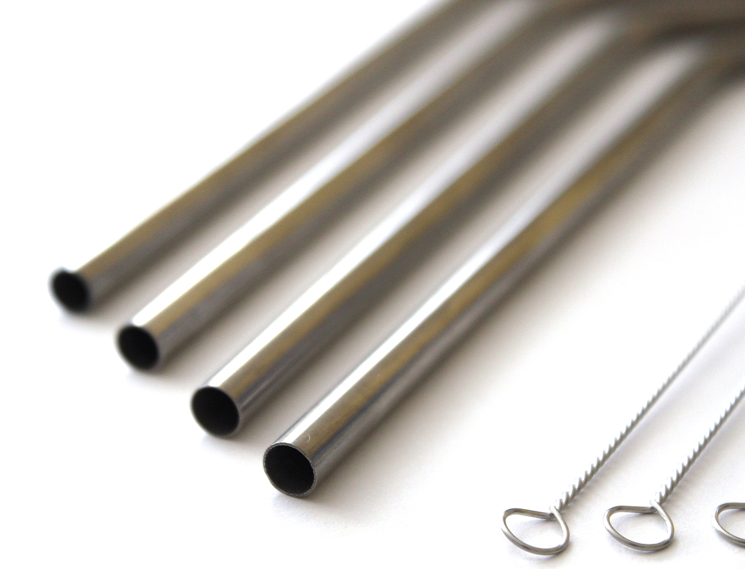 Titanium Super Strong Lightweight Drinking Metal Straws Pack of 4 + 4 Cleaning brush