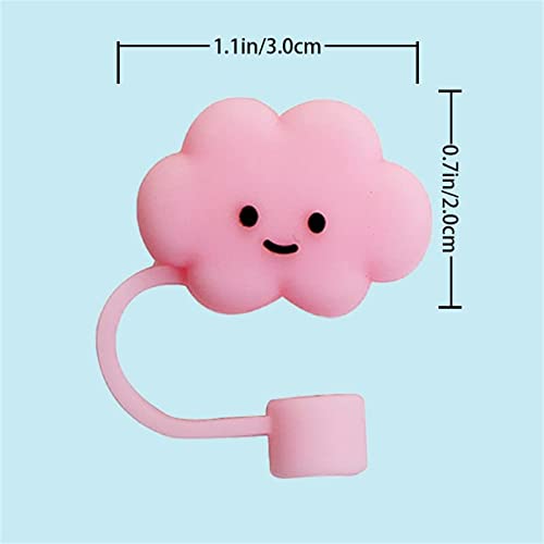 2 Pcs Straw Tips Cover Reusable Silicone Drinking straw Cap Reusable Straw Protector Cloud Shape Dust-Proof Straw Plug (Pink 2PCS)