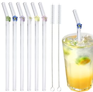 glass straws with design, glass straws with flowers, glass straws drinking reusable, clear glass straws, glass flower straws, flower glass straws, flower straws glass, cute glass straws