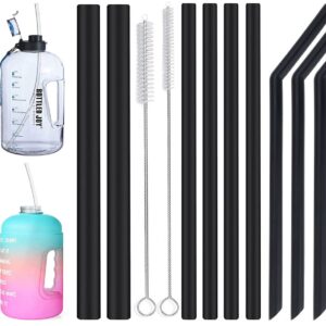 ALINK 15 IN Extra Long Silicone Straws + 10 Black Silicone Boba Smoothie Straws