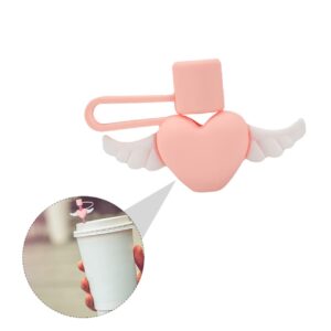 Gadpiparty 6 pcs Tips Silicone Cup Reusable Tip Design Favor Shaped Heart Festival Shape of with Seal Party All Wing Airtight for Plugs Straw Drinking Anti- Plug Outdoor