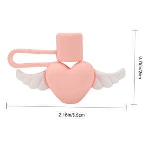 Gadpiparty 6 pcs Tips Silicone Cup Reusable Tip Design Favor Shaped Heart Festival Shape of with Seal Party All Wing Airtight for Plugs Straw Drinking Anti- Plug Outdoor