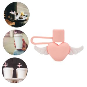 Gadpiparty 6 pcs Tips Silicone Cup Reusable Tip Design Favor Shaped Heart Festival Shape of with Seal Party All Wing Airtight for Plugs Straw Drinking Anti- Plug Outdoor