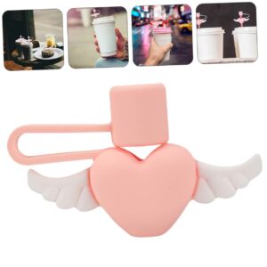 Gadpiparty 6 pcs Tips Silicone Cup Reusable Tip Design Favor Shaped Heart Festival Shape of with Seal Party All Wing Airtight for Plugs Straw Drinking Anti- Plug Outdoor