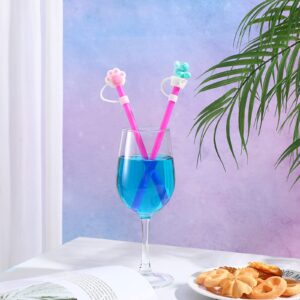 Silicone Straws Silicone Straw Tips Cover 6pcs Cute Straw Cover Caps Cartoon Drinking Straw Tips Lids for 6-8mm Straws Reusable Straw Plugs Straw Cup Accessories Silicone Straws Reusable