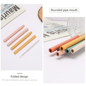 TRGGDEE 6Pcs Plastic Straws, Wheat Straw+PP Detachable Straws Reusable, With Special Cleaning Brush, Suitable for Travel, Party, Etc.(19cm)