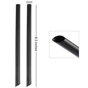 ALINK 100 Black Plastic Bubble Tea Smoothie Straws + 100 PCS Colorful Plastic Long Flexible Straws