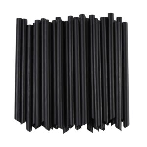 ALINK 100 Black Plastic Bubble Tea Smoothie Straws + 100 PCS Colorful Plastic Long Flexible Straws