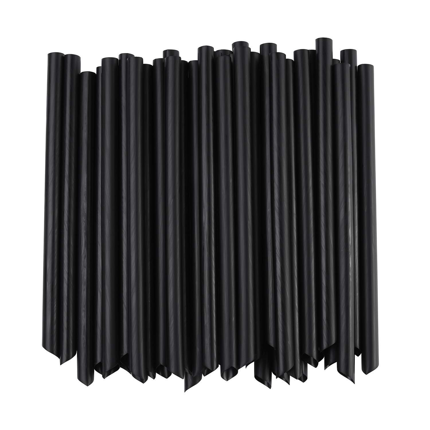 ALINK 100 Black Plastic Bubble Tea Smoothie Straws + 100 PCS Colorful Plastic Long Flexible Straws