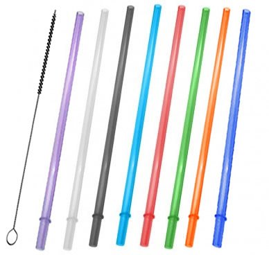 16oz, Rainbow Colored Replacement Acrylic Straw Set of 8 /With Cleaning Brush