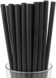 made in usa pack of 250 black (9" x 0.29") individually wrapped pla-corn starch smoothie drinking straws (bpa-free)