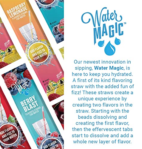 Water Magic Immune Defense Water Flavor Enhancing Straws - Includes 7 Berry Boost Straws and 7 Mega Orange Immune Support Straws