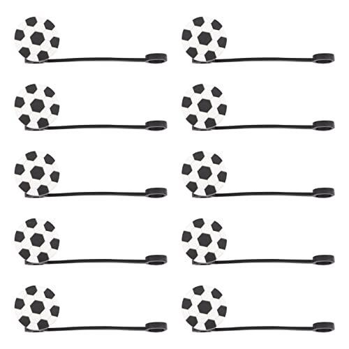 Gadpiparty Silicone Straw 10pcs Silicone Football Straw Cover Small Sports Design Drinking Straw Caps- Proof Straw Plugs Tips Topper for Straws Decors Dining Table Decor