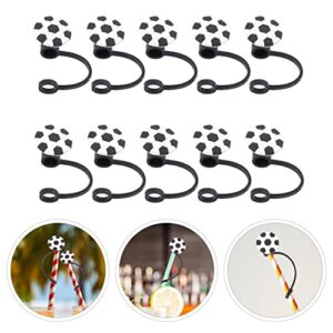 Gadpiparty Silicone Straw 10pcs Silicone Football Straw Cover Small Sports Design Drinking Straw Caps- Proof Straw Plugs Tips Topper for Straws Decors Dining Table Decor