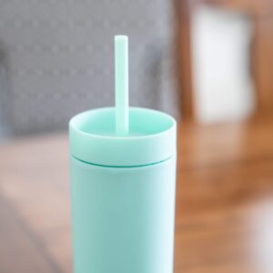 STRATA CUPS BUNDLE! 4 Pack 16 oz Transparent Acrylic Tumblers with Lids and Straws + 4 Pack 16 oz Matte Pastel (Seafoam) Acrylic Tumblers