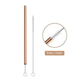 2activelife Copper Straws, Pure Copper Drinking Straws Gift Set Food Safe 8.5inch Long Handcrafts Bent and Straight Copper Straws with Cleaning Brush(2Bent+2Straight)