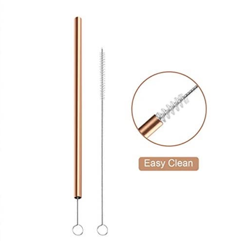 2activelife Copper Straws, Pure Copper Drinking Straws Gift Set Food Safe 8.5inch Long Handcrafts Bent and Straight Copper Straws with Cleaning Brush(2Bent+2Straight)