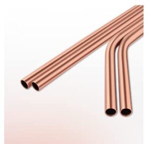 2activelife copper straws, pure copper drinking straws gift set food safe 8.5inch long handcrafts bent and straight copper straws with cleaning brush(2bent+2straight)