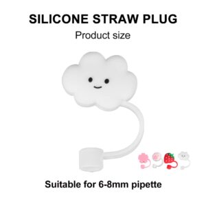 Homoyoyo 4pcs Lazy Straw Dust Cap Straw Plug Drinking Straw Covers Silicone Straws Drinking Straw Tips Straw Topper Cute Tumbler Silicone Straw Plug Strawberry Cartoon