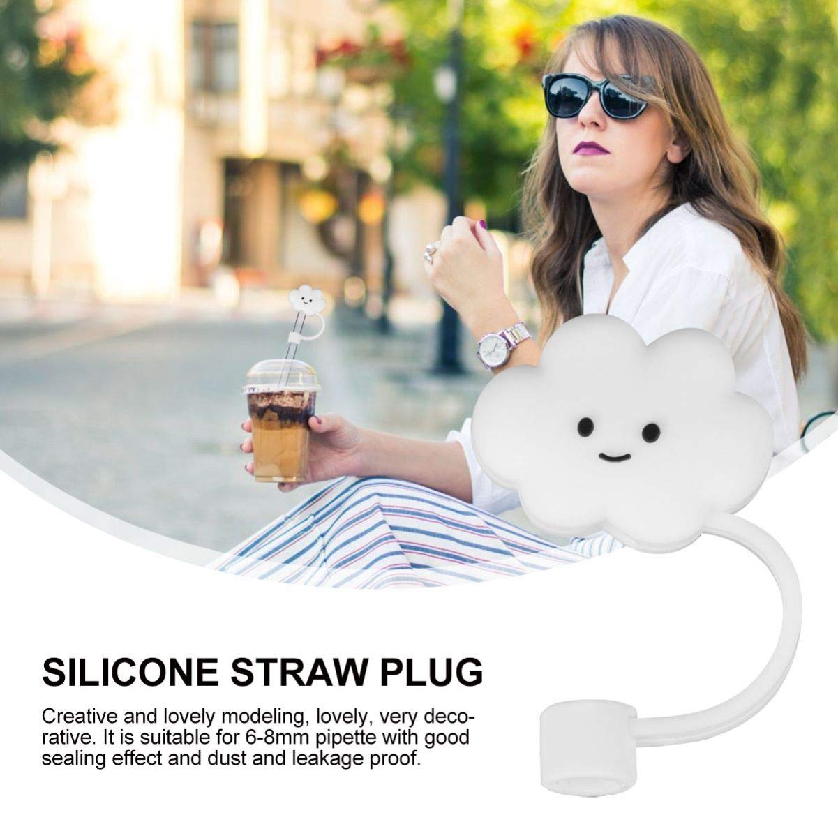 Homoyoyo 4pcs Lazy Straw Dust Cap Straw Plug Drinking Straw Covers Silicone Straws Drinking Straw Tips Straw Topper Cute Tumbler Silicone Straw Plug Strawberry Cartoon