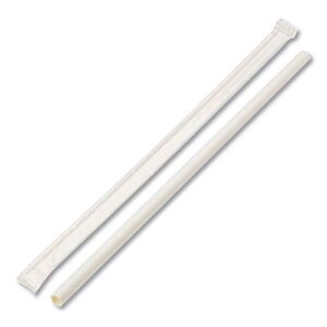 boardwalk bwkpprstrwwr 7.75 in. x 0.25 in. individually wrapped paper straws - white (3200/carton)