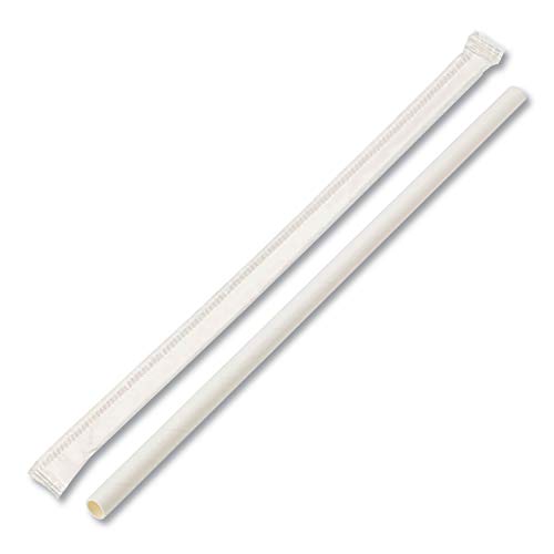 Boardwalk BWKPPRSTRWWR 7.75 in. x 0.25 in. Individually Wrapped Paper Straws - White (3200/Carton)