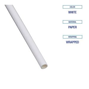 Boardwalk BWKPPRSTRWWR 7.75 in. x 0.25 in. Individually Wrapped Paper Straws - White (3200/Carton)