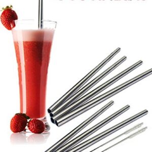 CocoStraw B00K4PP0VK 8 Large Wide Smoothie Straws/Straight Frozen Drink Straw, Stainless Steel