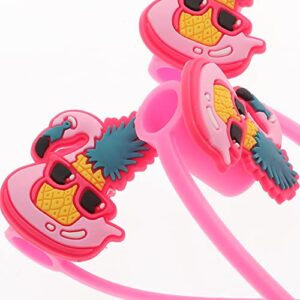 Straws 8pcs Flamingo Pineapple Silicone Straw Cover Hawaiian Party Drinking Straw Caps Straw Plugs Lids for Straw Tips