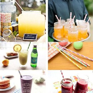 Paper Straws Drinking Biodegradable and Recycled, Rainbow Stripe Paper Straws for Juices, Shakes, Smoothies, Party Supplies Decorations