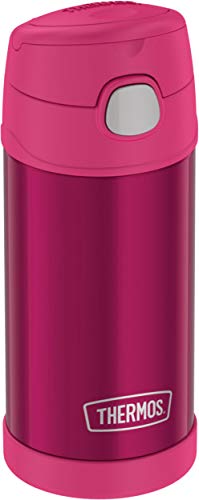 THERMOS FUNTAINER 12 Ounce Stainless Steel Vacuum Insulated Kids Straw Bottle, Pink and Thermos Replacement Straws