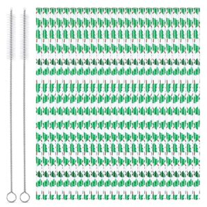 24 Pcs Christmas Plastic Reusable Straws 9 Inch Christmas Tree Drinking Straws Hard Plastic Straws for Tumbler Fun Straws for Party Supplies Family Holiday, with 2 Cleaning Brush